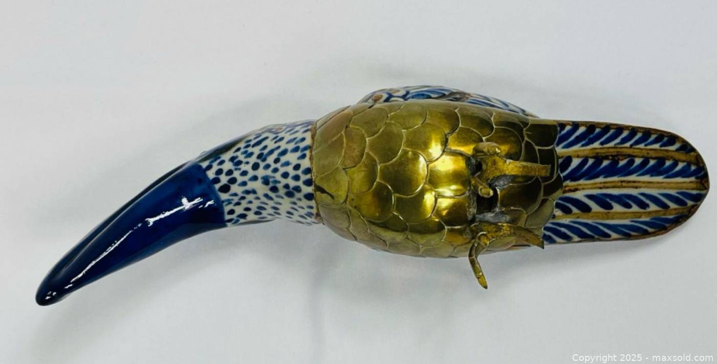 Ceramic and Brass Toucan Hanging Sculpture | Maxsold