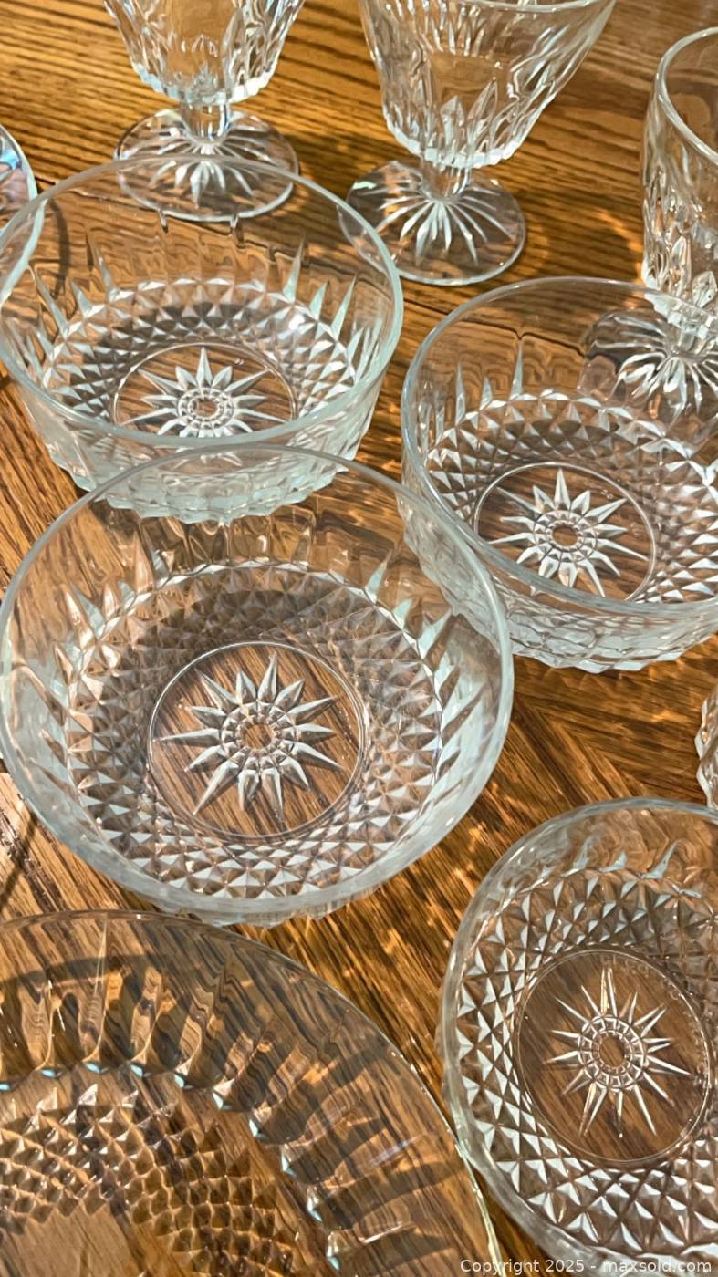 Cut glass plates, bowls and stemmed glasses | Maxsold