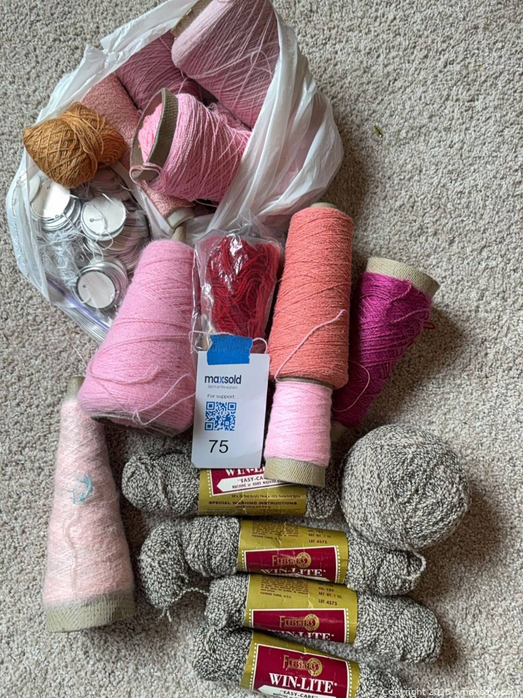 Nine Finger-Weight Yarn Cones With Win-Lite Skeins | Maxsold