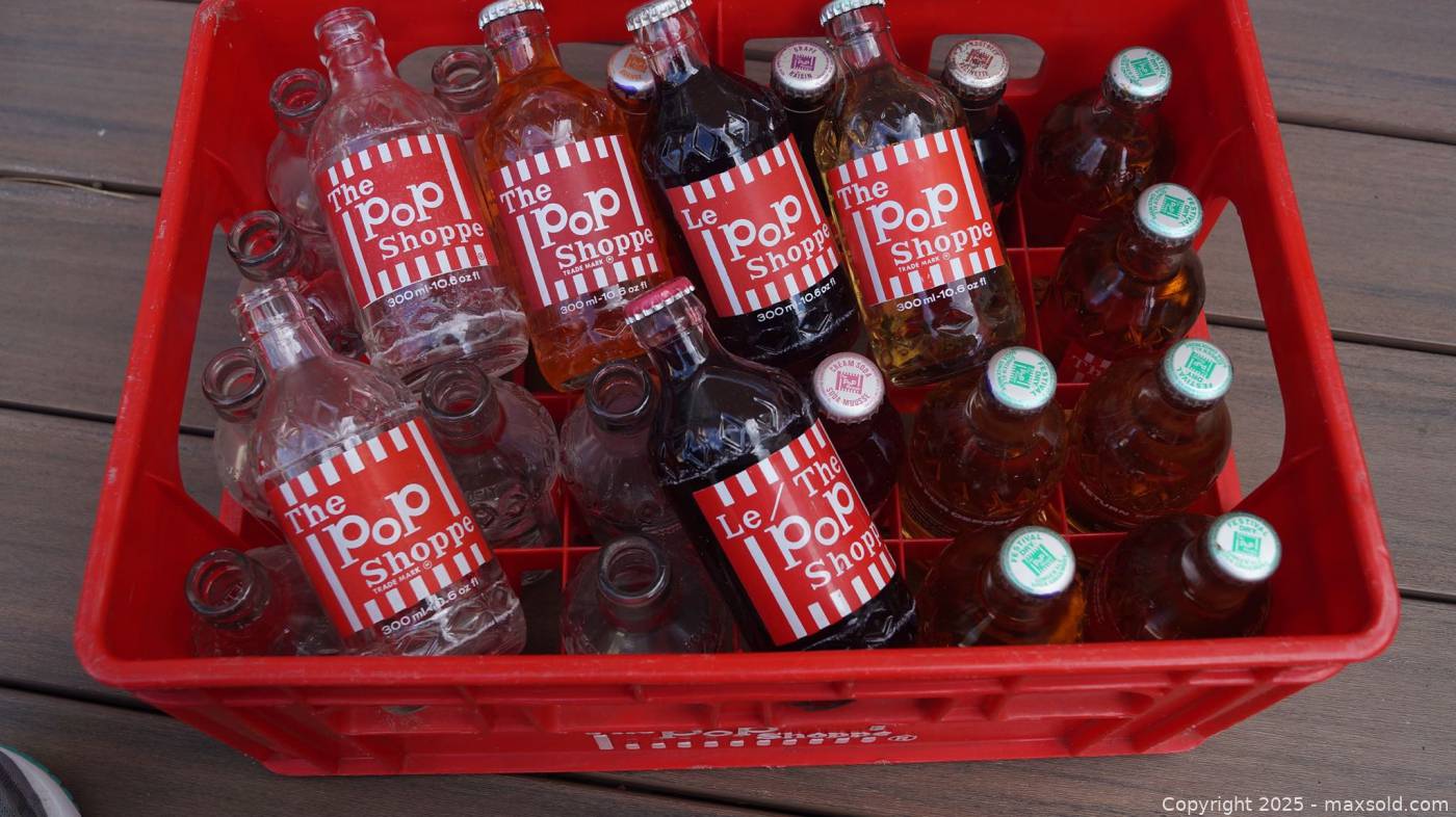 The Pop Shoppe bottles and crates | Maxsold