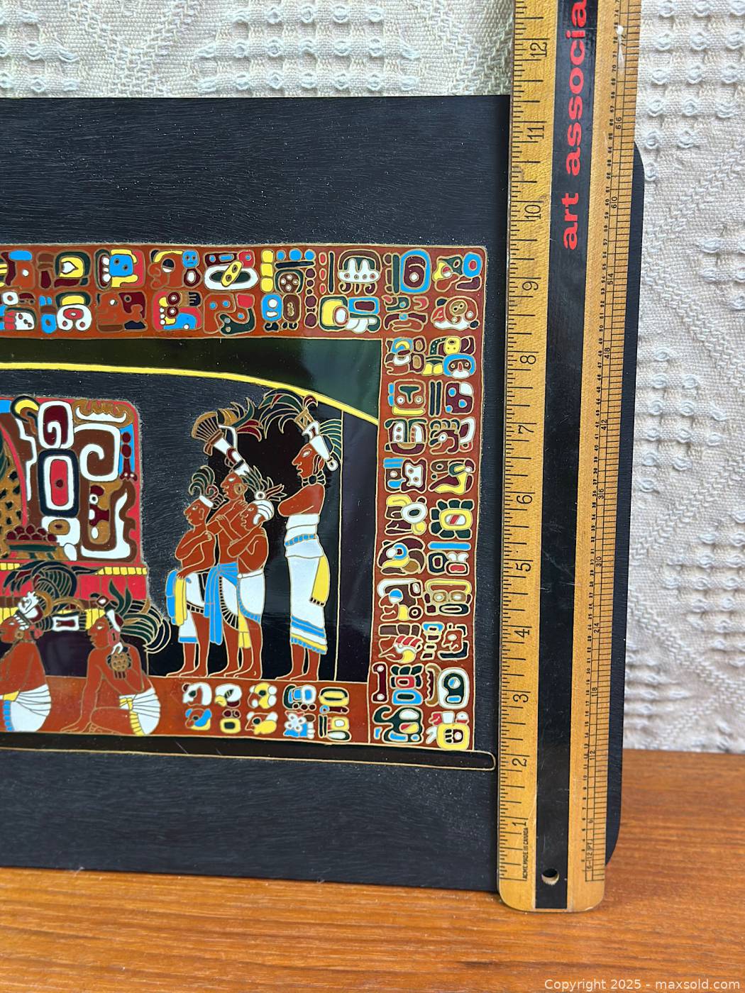 Enameled Metal Mayan Tomb Carving Replica | Maxsold