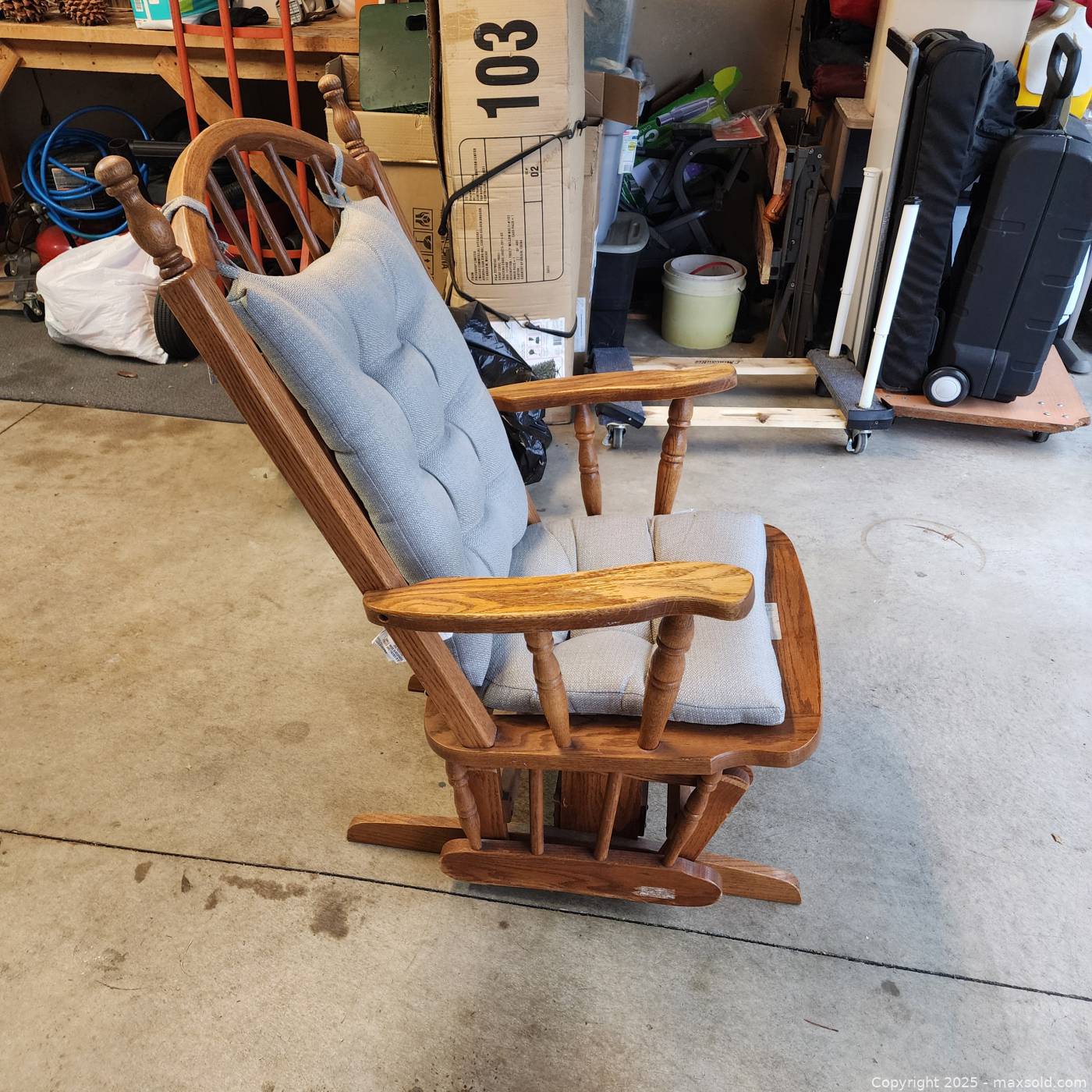 Solid wood glider rocking chair | Maxsold