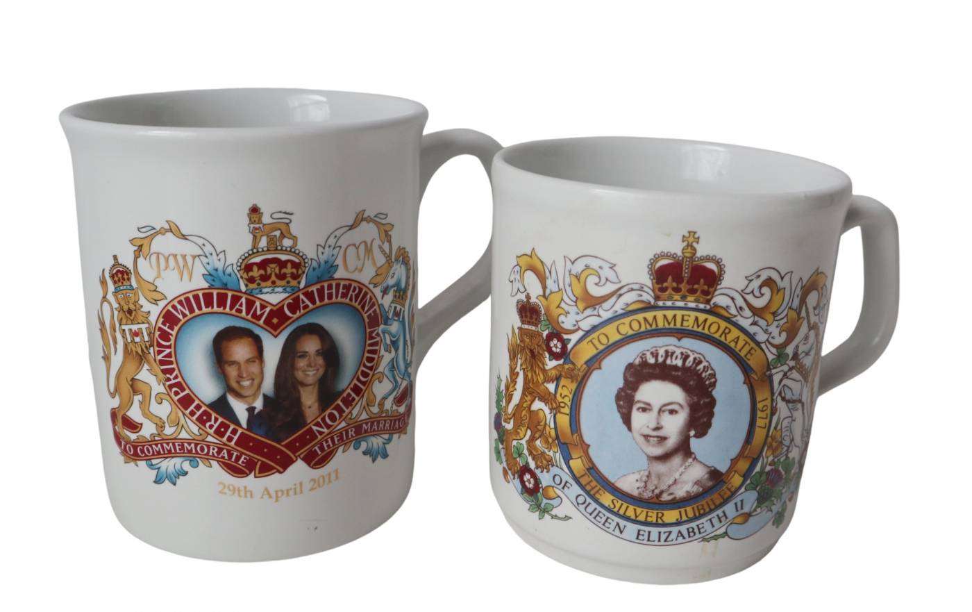 Six Vintage Queen Commemorative Mugs | Maxsold
