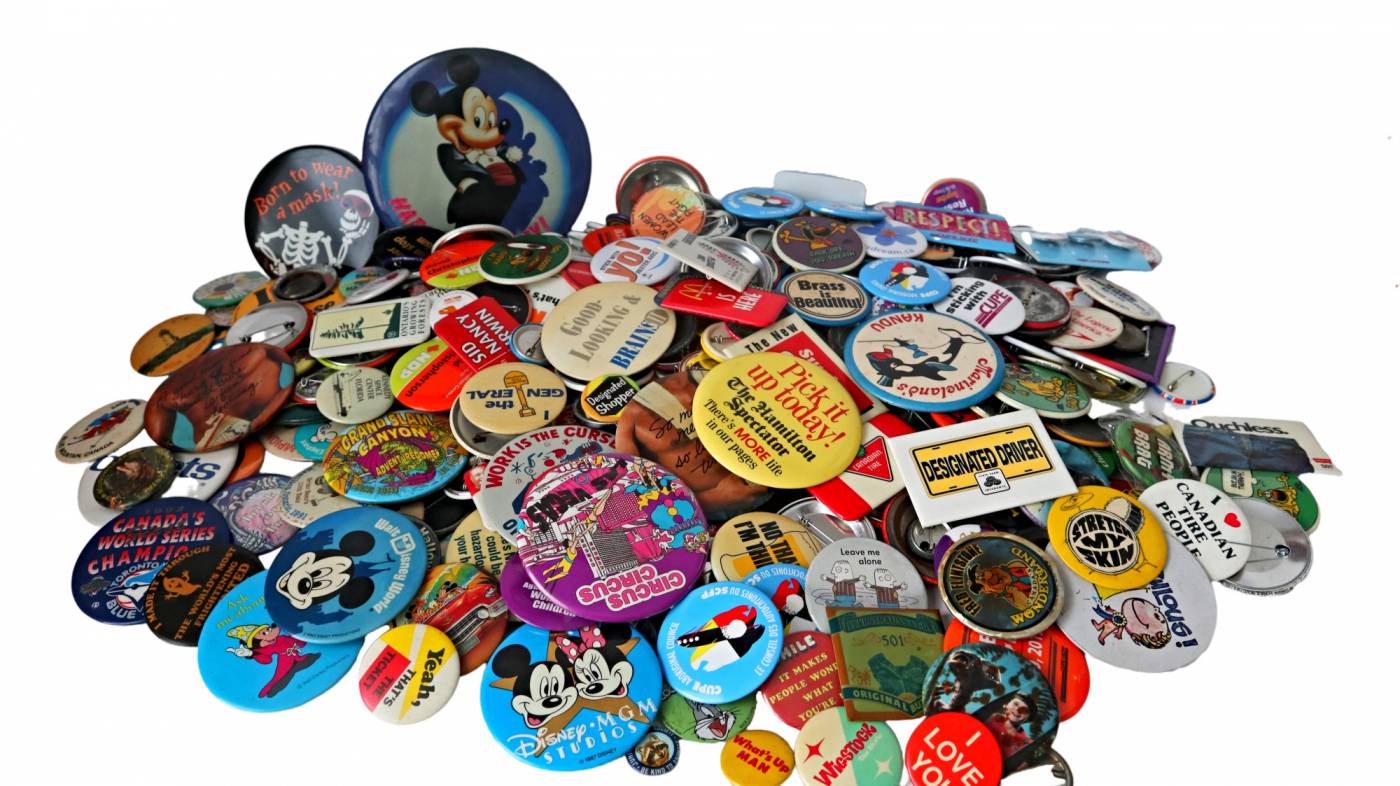Over 100 Vintage Pinback Buttons | Maxsold