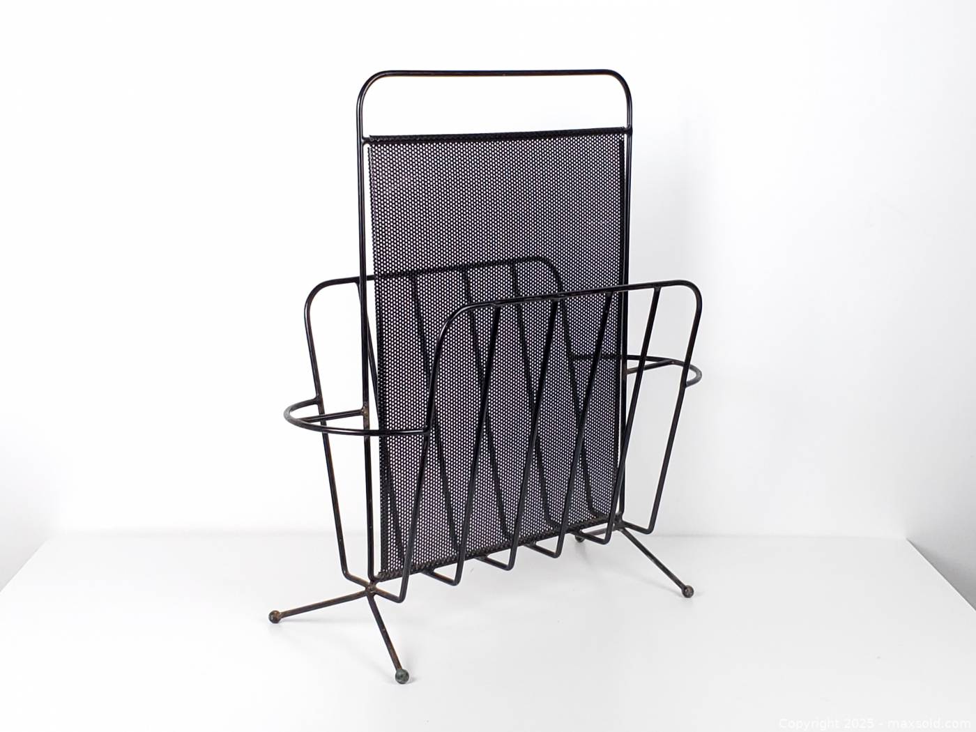 1950s Mathieu Matégot French Black Perforated Metal Magazine Rack | Maxsold