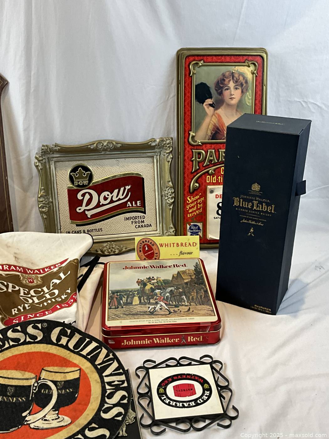 Bar beer & whisky promo signs, towels 30+ | Maxsold