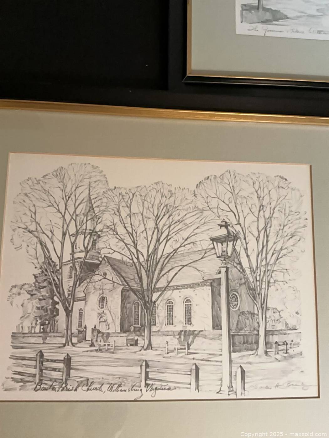 4 Colonial Williamsburg sketch prints by Charles H. Overly, 3 framed 16 ...