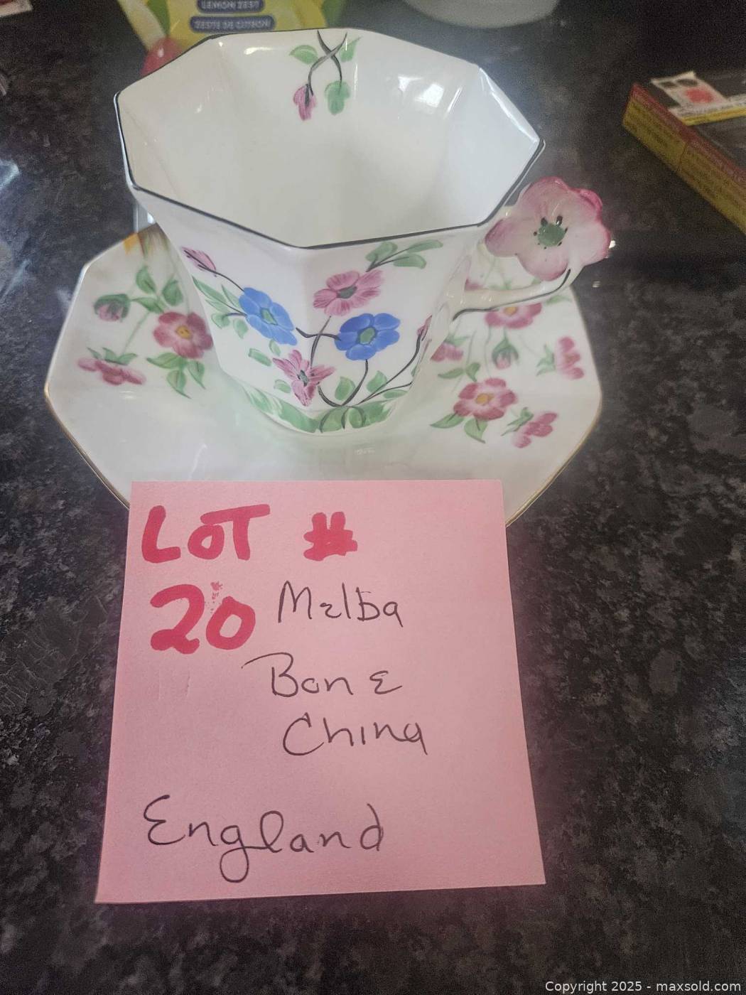 Melba bone china teacup and saucer | Maxsold