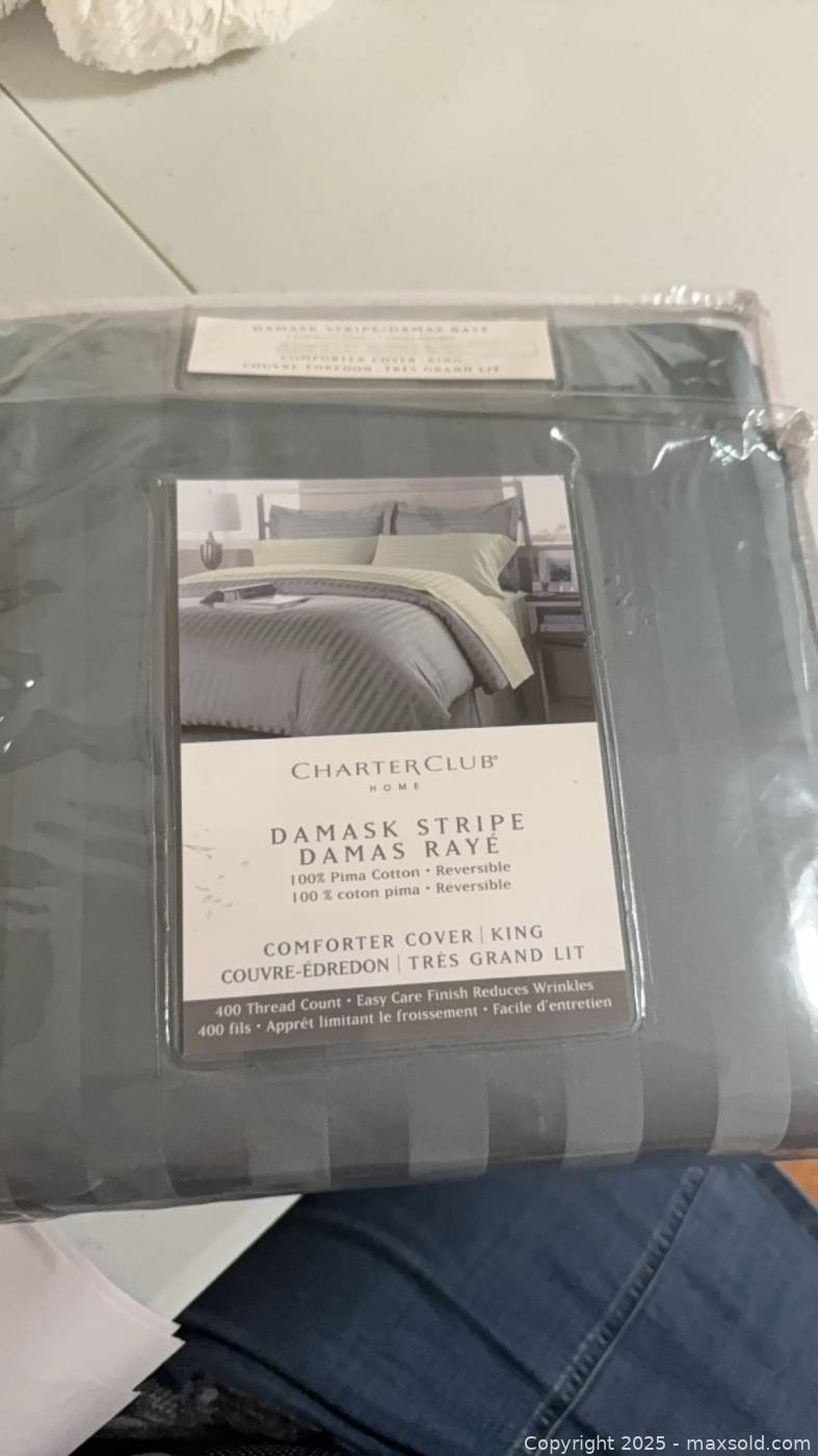Charter Club Damask Stripe King Duvet Cover | Maxsold