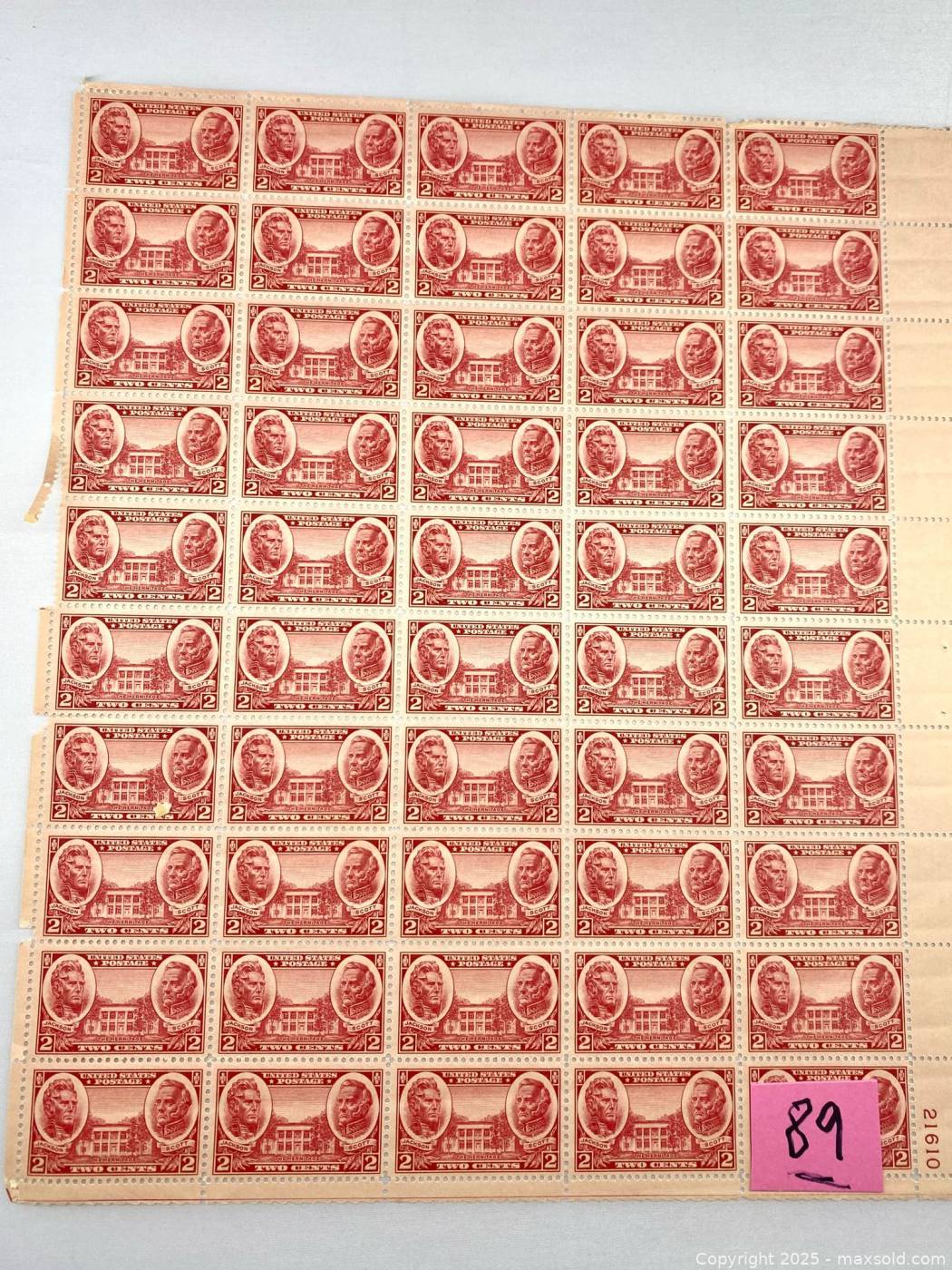 1936 Army/Navy Issue plate block stamps | Maxsold