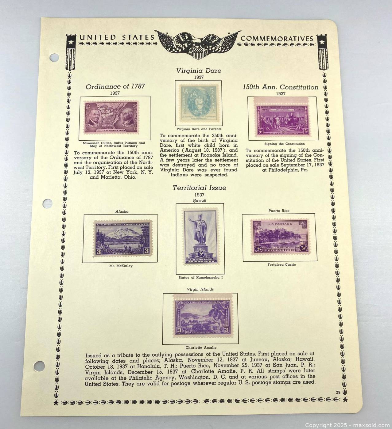 1937-1939 U.S. commemorative stamp album pages | Maxsold