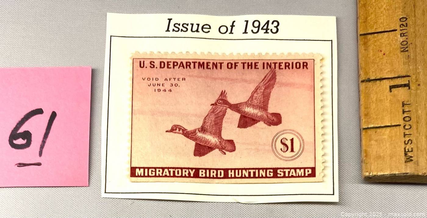 1943 U.S. Migratory Bird Hunting $1 Stamp | Maxsold