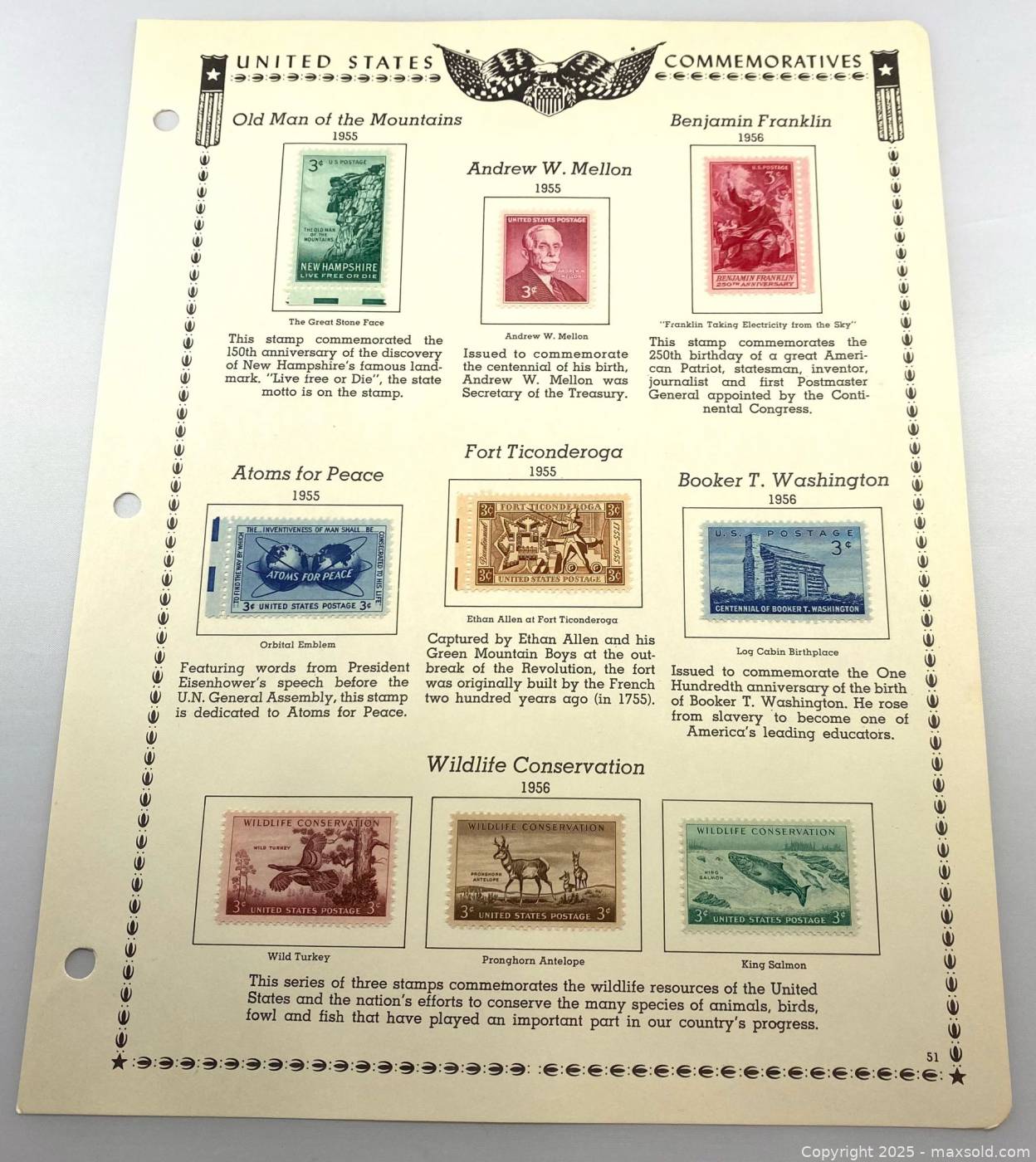 1954-1956 U.S. commemorative stamp album pages | Maxsold