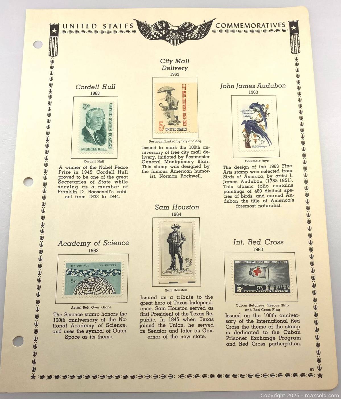 1963-1964 U.S. commemorative stamp album sheets | Maxsold
