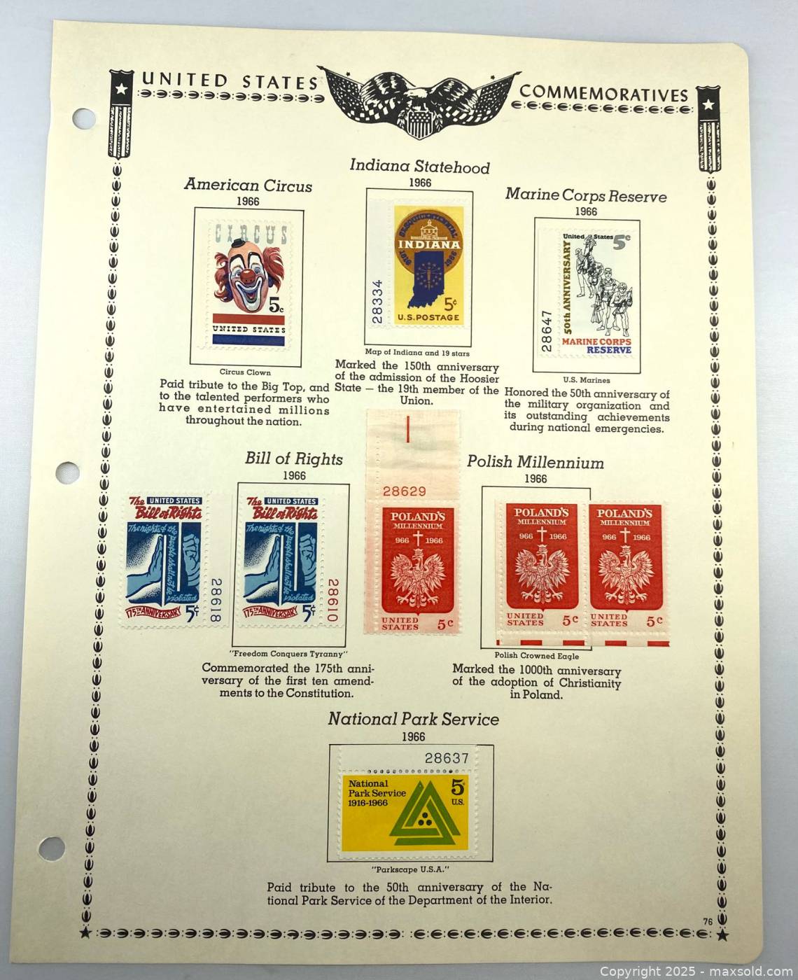 1966 US commemorative stamp album sheets | Maxsold