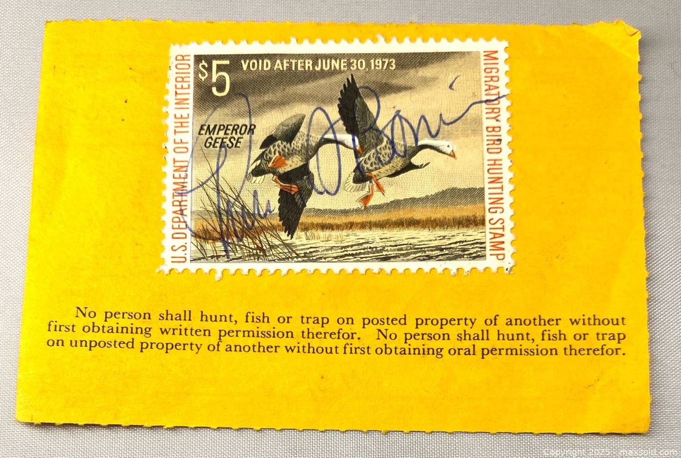 1972 Federal Migratory Bird Hunting Stamp On Virginia Non-Resident ...