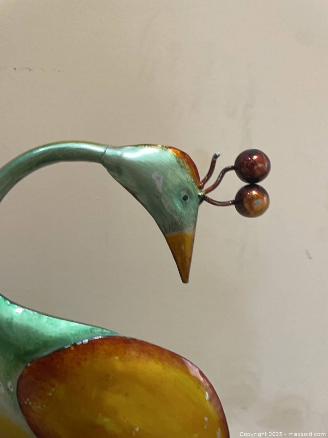 Enameled Mixed Metal Peacock Sculpture And Pair Seahorse Wall Plaques ...