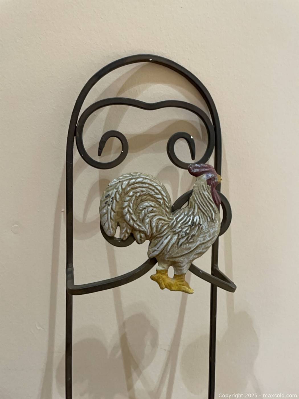 Vintage cast iron rooster plate rack and brass two-arm wall sconce ...