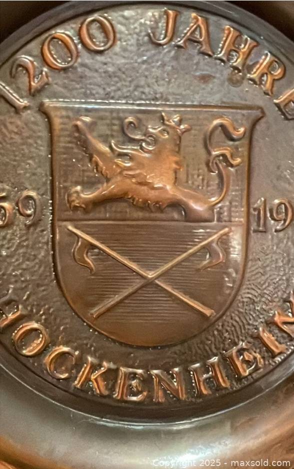 Vintage copper Hockenheim plate & brass framed Maria Theresa lithograph ...