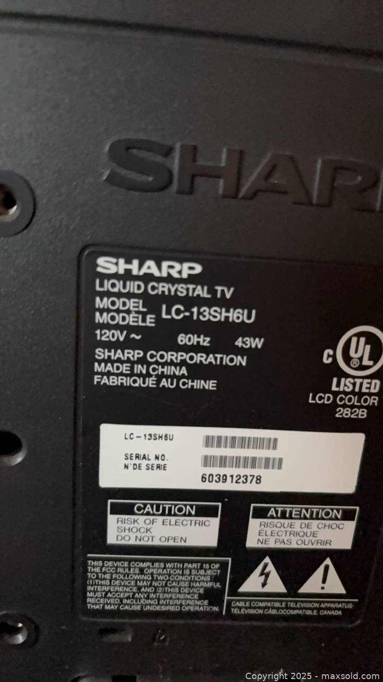 Sharp LC-13SH6U 13" LCD EDTV | Maxsold