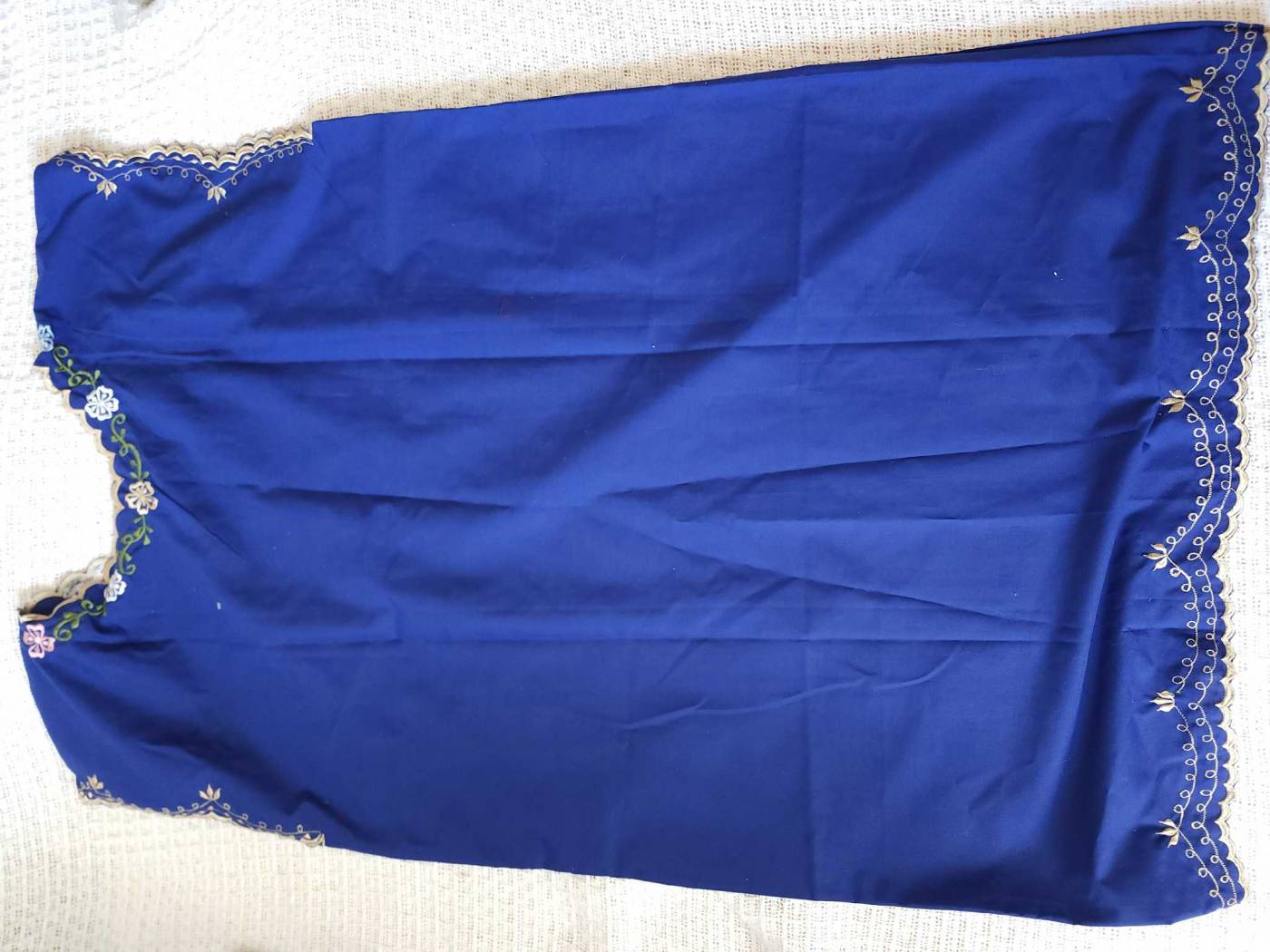 Blue embroidered sleeveless tunic dress large | Maxsold