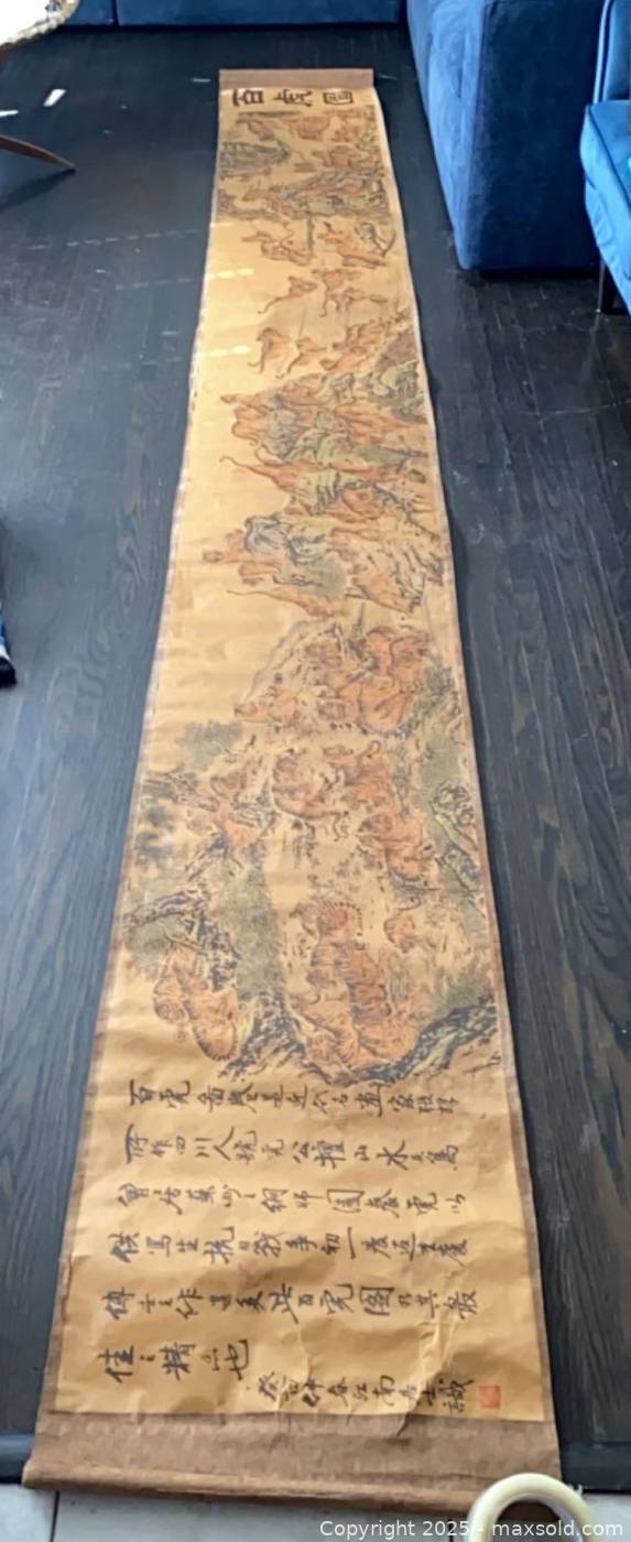 Qing Dynasty Baihu tu One Hundred Tigers Scroll | Maxsold