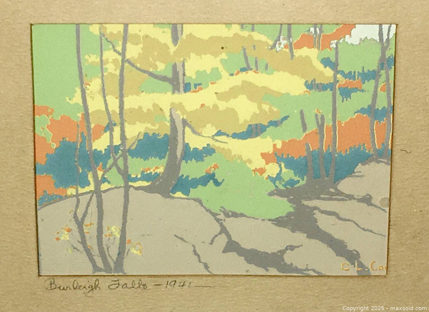 Gertrude Cox 1941 Watercolour "Burleigh Falls" | Maxsold