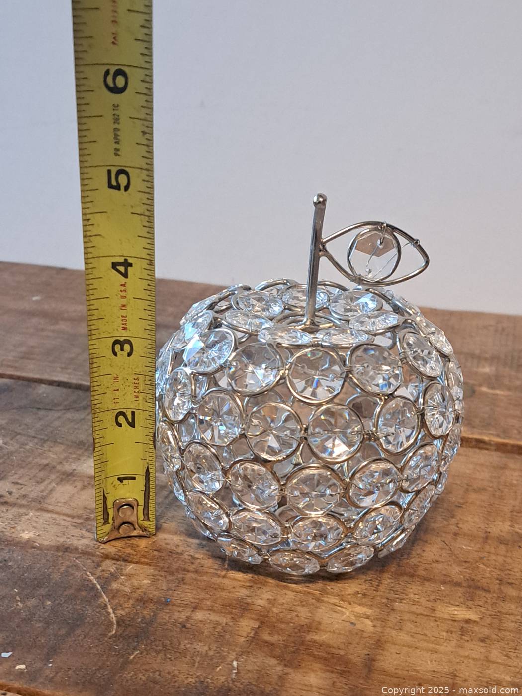 Crystal rhinestone apple decor 5 in | Maxsold