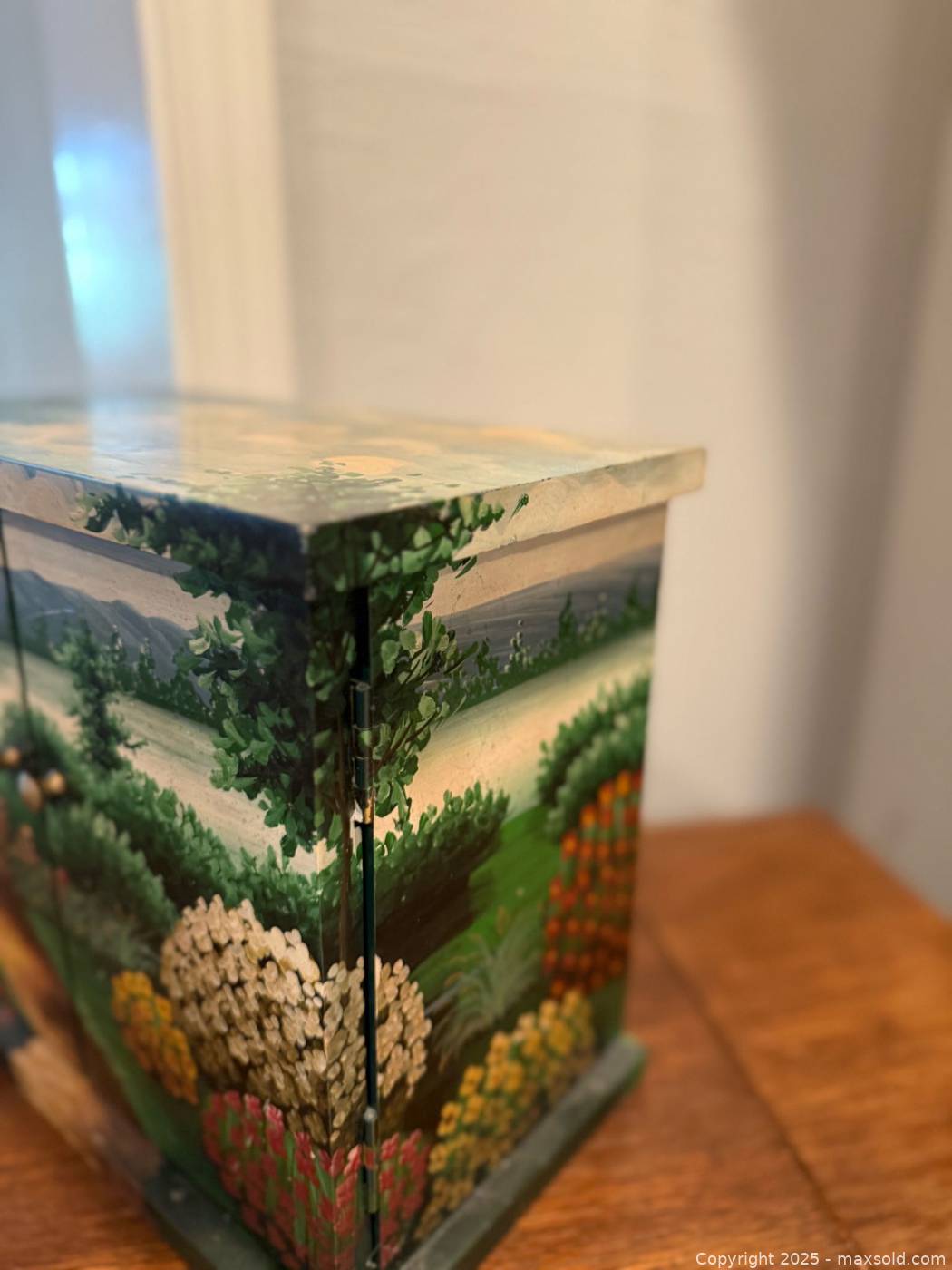 Hand-painted wooden CD storage box | Maxsold