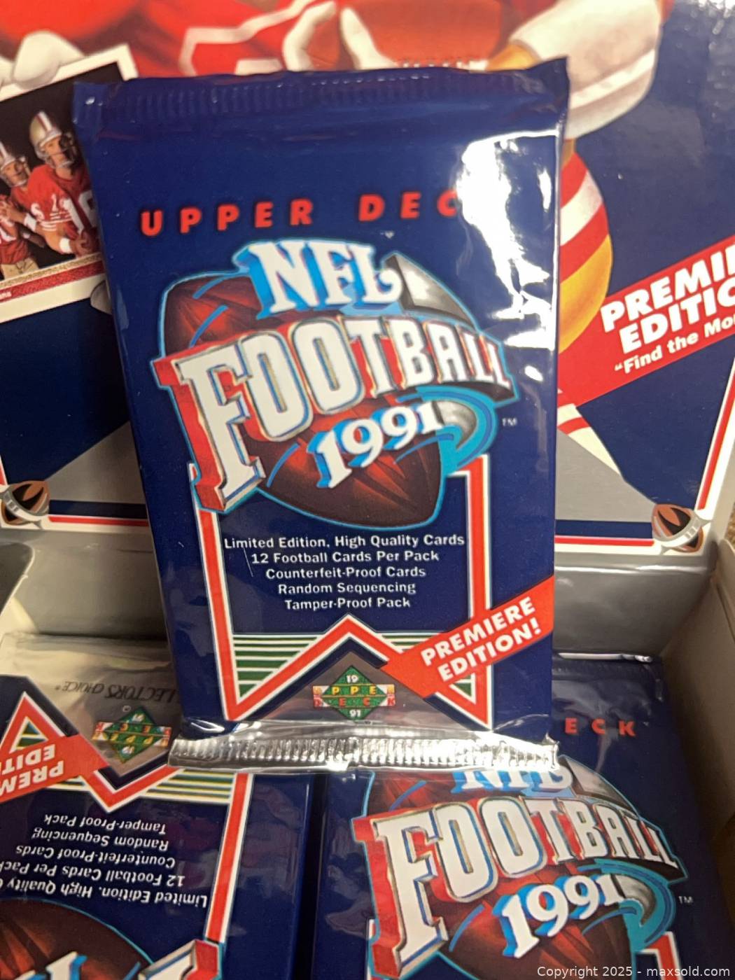 1991 Upper Deck NFL Football trading card packs, 4 unopened | Maxsold