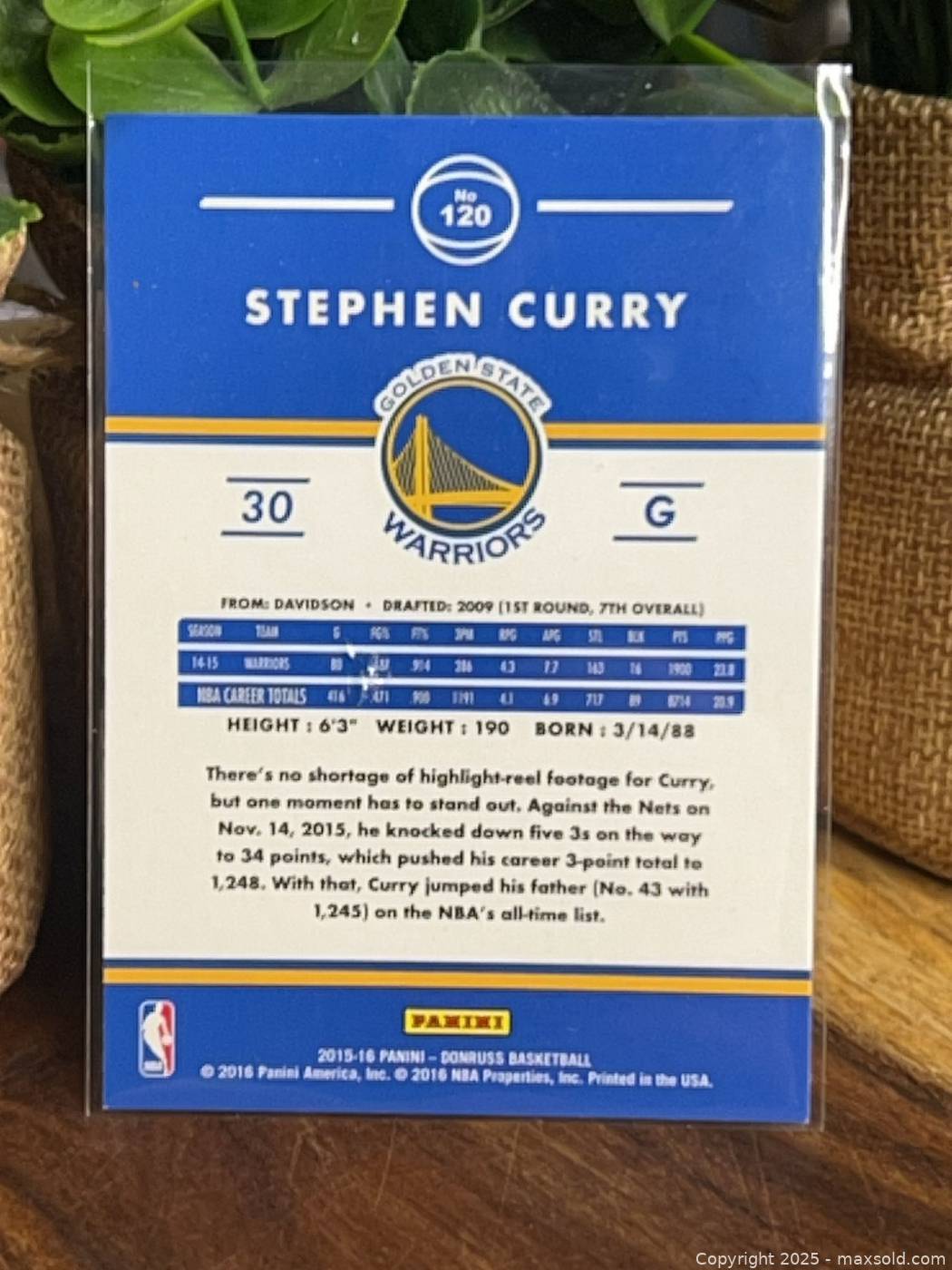2015-16 Panini Donruss Stephen Curry card | Maxsold