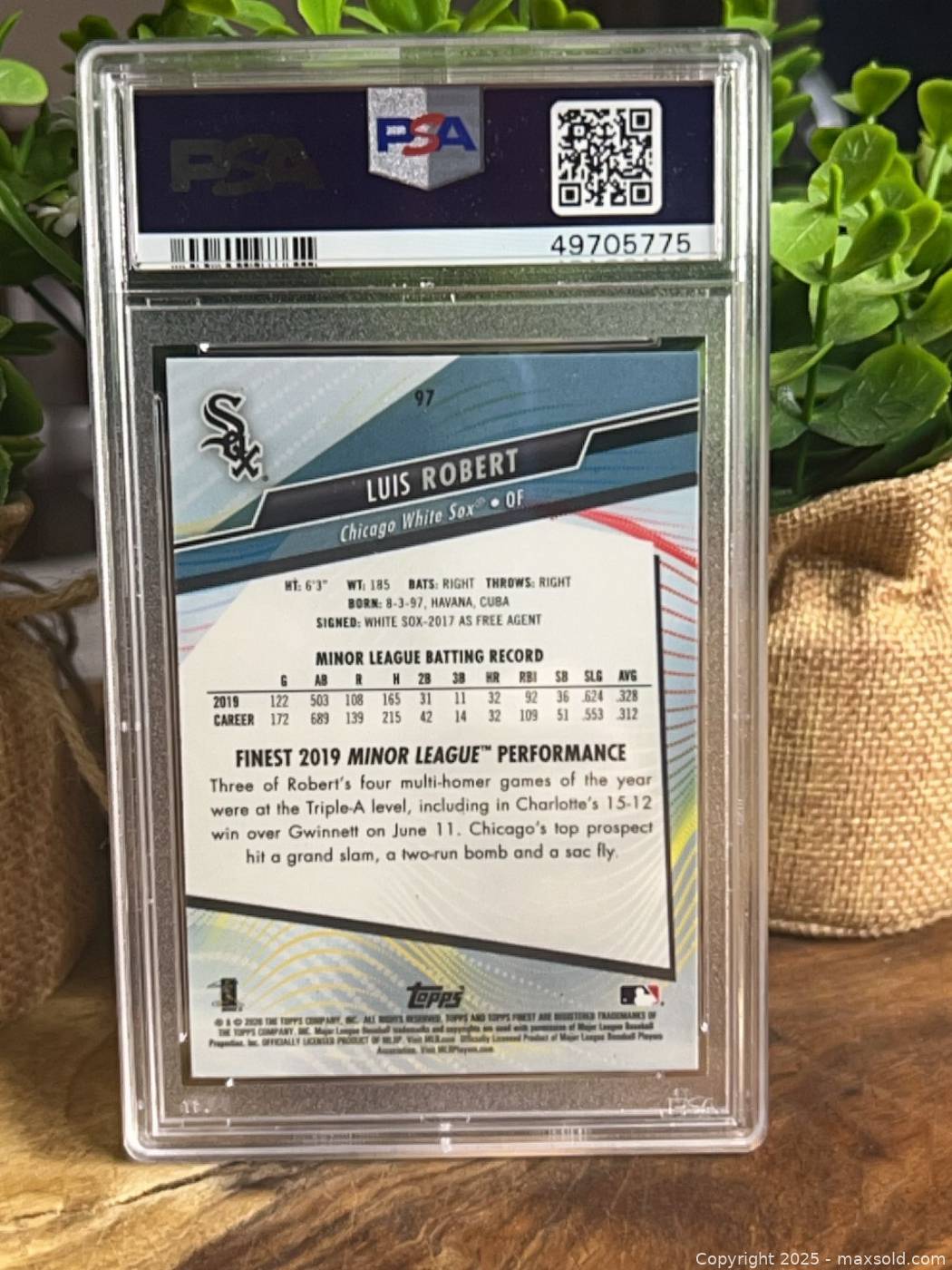 2020 Topps Finest Luis Robert rookie card PSA 10 | Maxsold