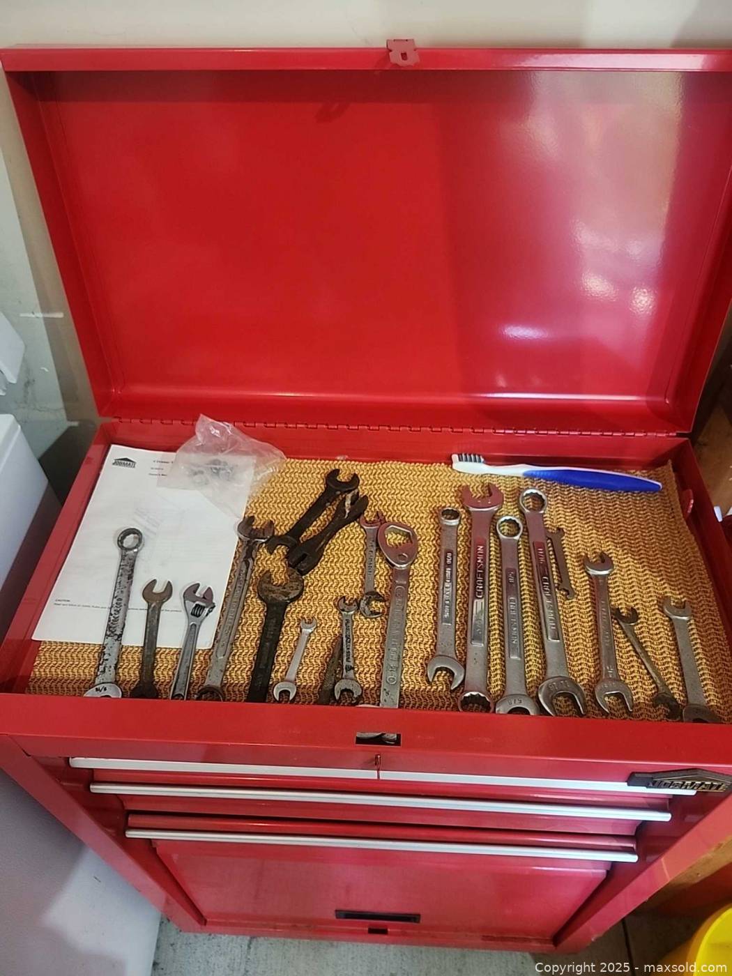 Jobmate rolling tool chest with assorted hand tools | Maxsold