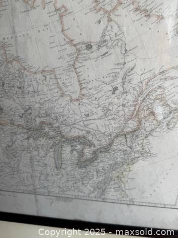 Reproduction Map British North America 1834, framed 27" x 23.25" | Maxsold