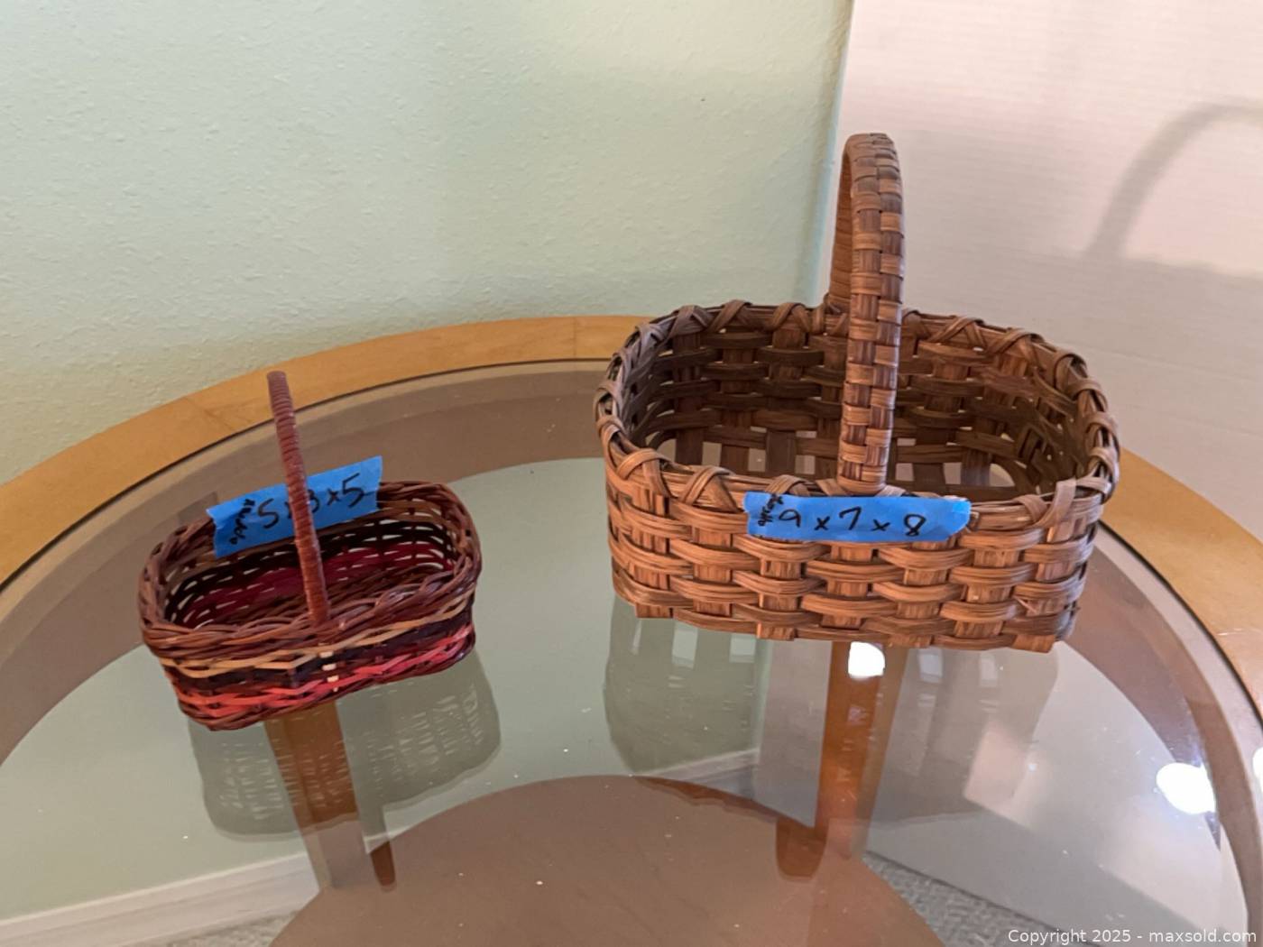 Woven wicker baskets mixed shapes 7pcs | Maxsold