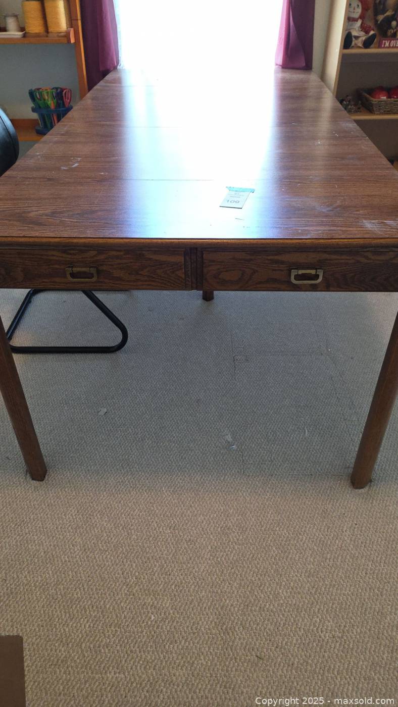 Rectangular craft table, quilting rulers, cutting mats, chair | Maxsold