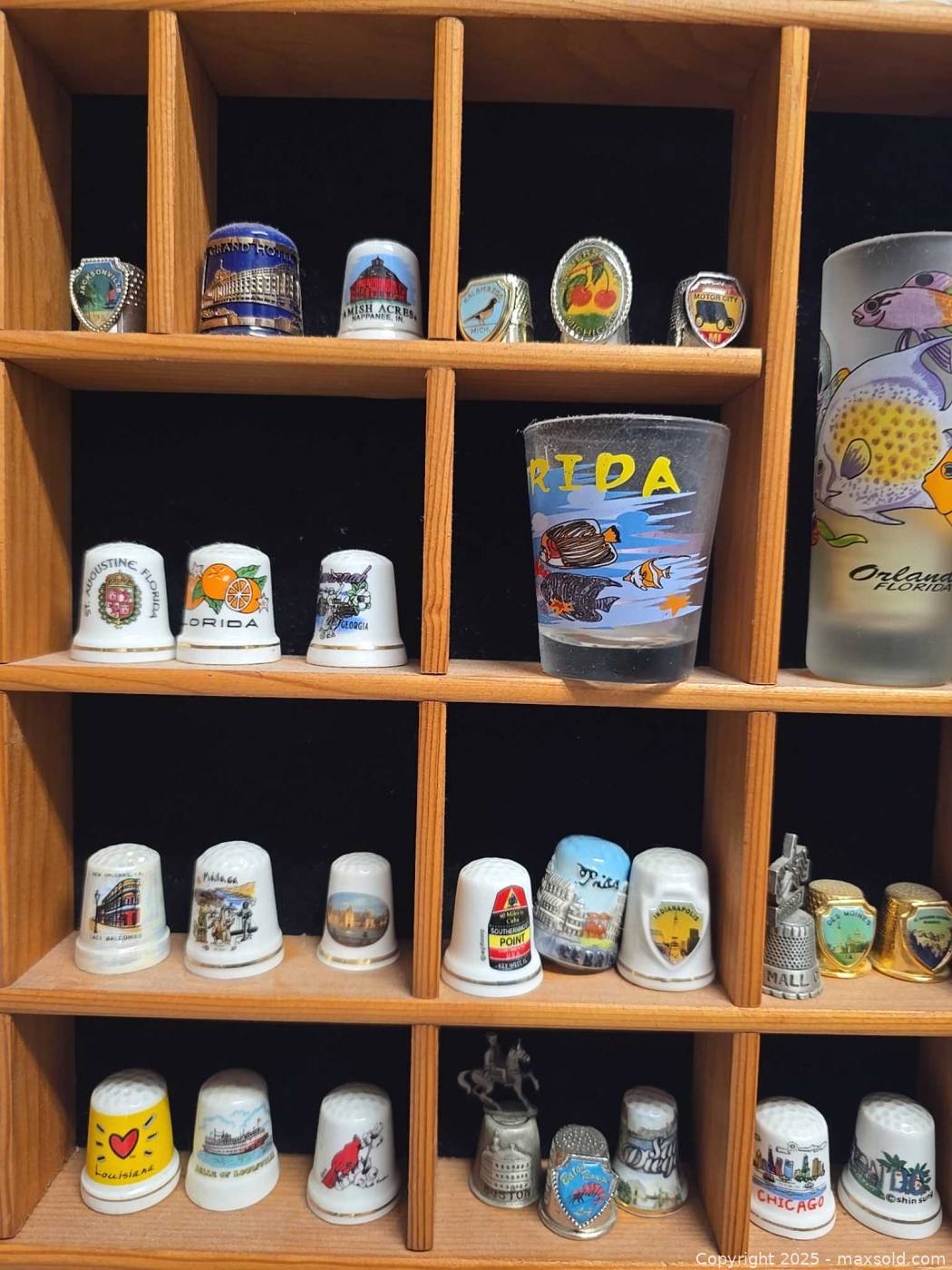 Souvenir Thimbles, Shot Glasses, Bells & Wood Display Cases | Maxsold