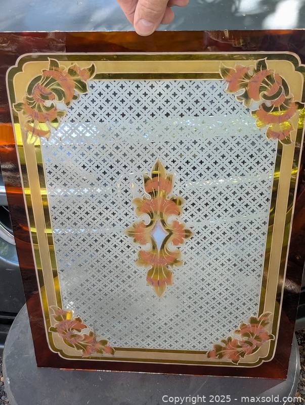 Victorian ruby stained glass panel 14x18in | Maxsold