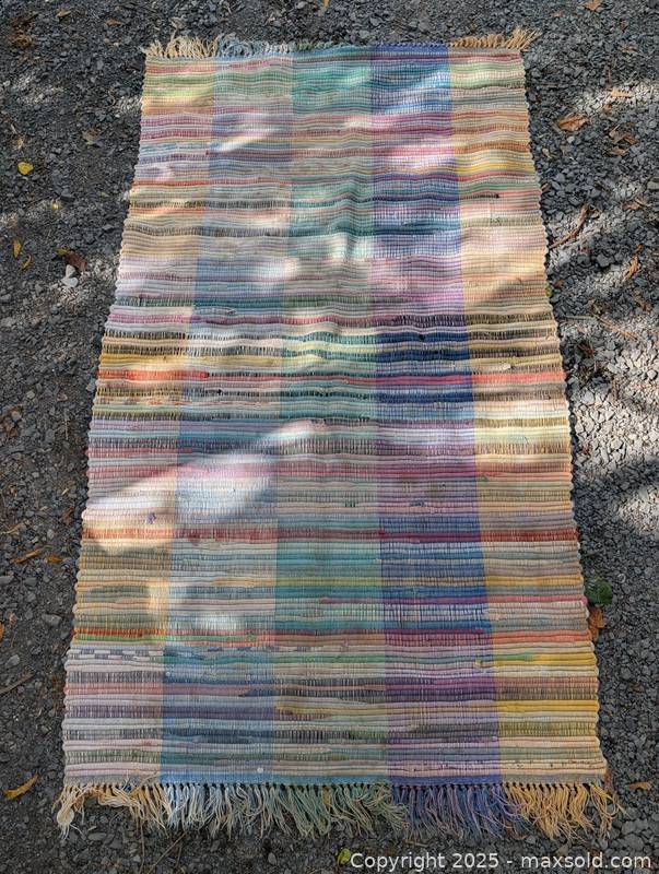 Vintage multicolor rag rug runner 64" x 34" | Maxsold