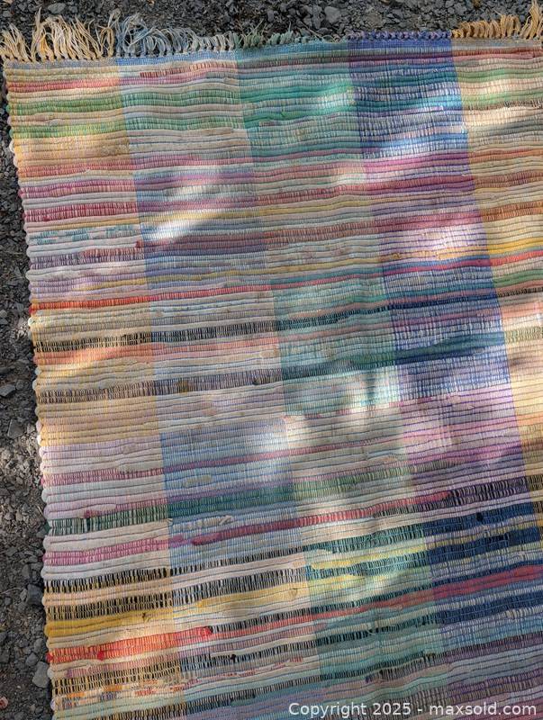 Vintage multicolor rag rug runner 64" x 34" | Maxsold