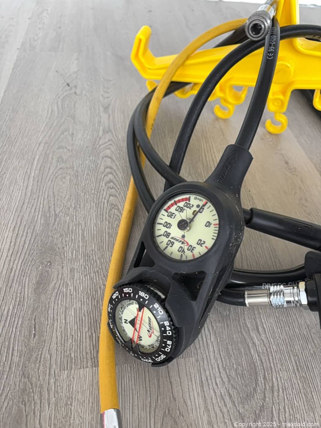 Scuba regulator, snorkel, 3 pairs water shoes, gear bag, hanger | Maxsold