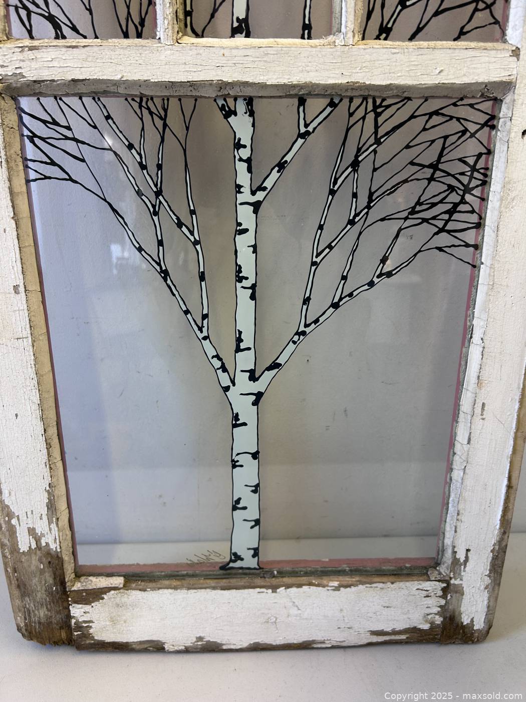Enameled Glass Birch Tree Window Transom | Maxsold