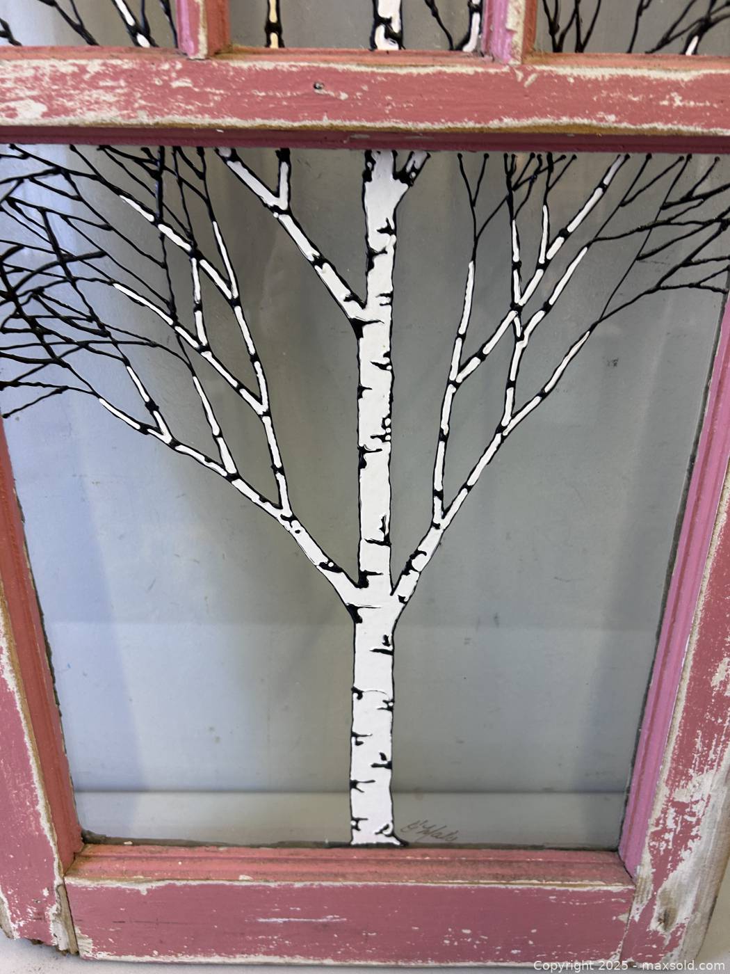 Enameled Glass Birch Tree Window Transom | Maxsold