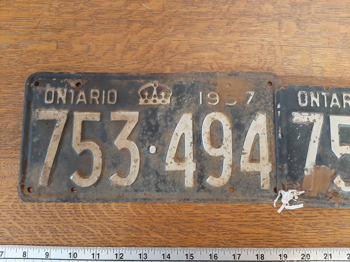 1957 Ontario license plate set 753-494 | Maxsold