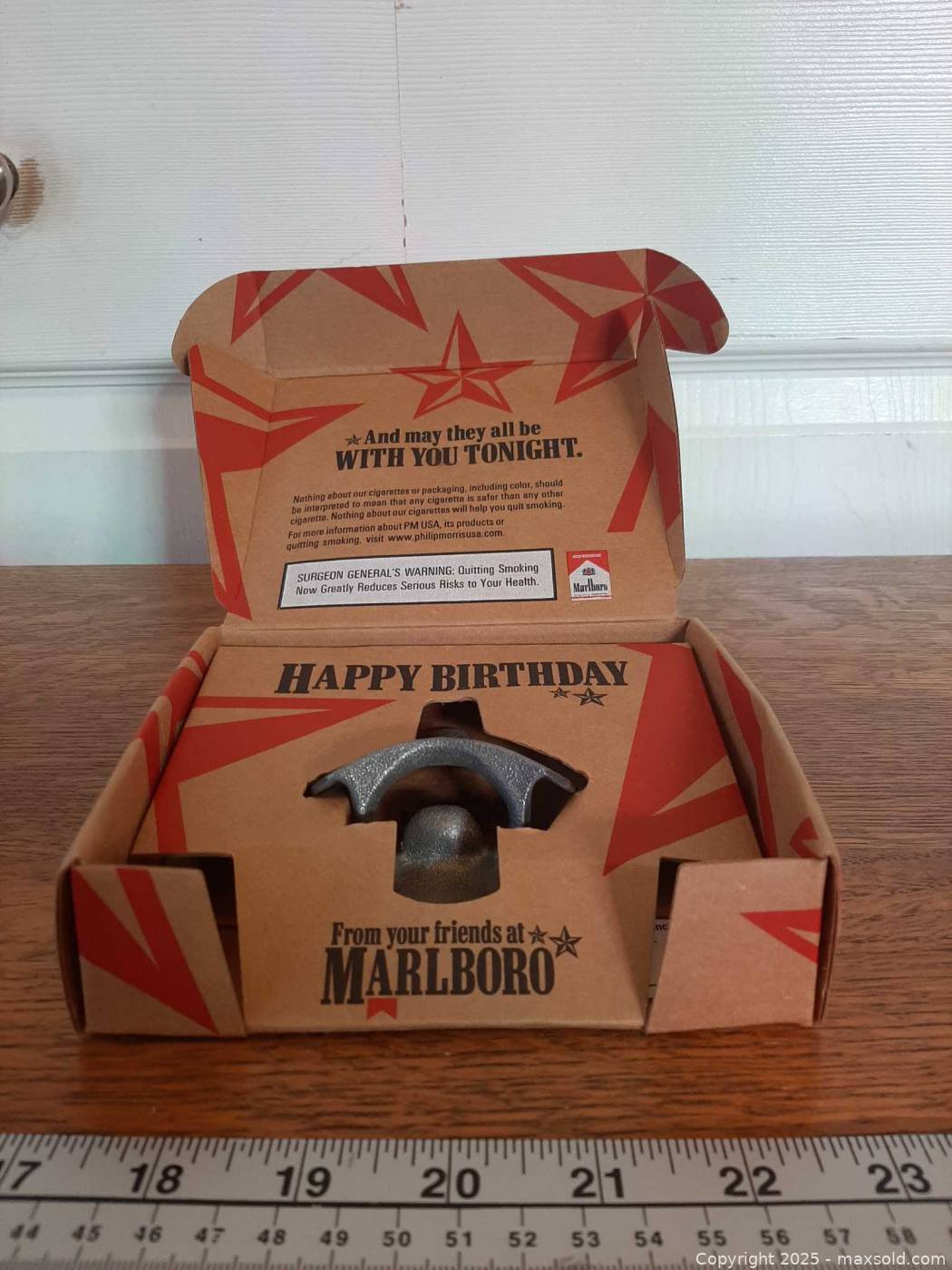 Marlboro wall-mount bottle opener in gift box | Maxsold