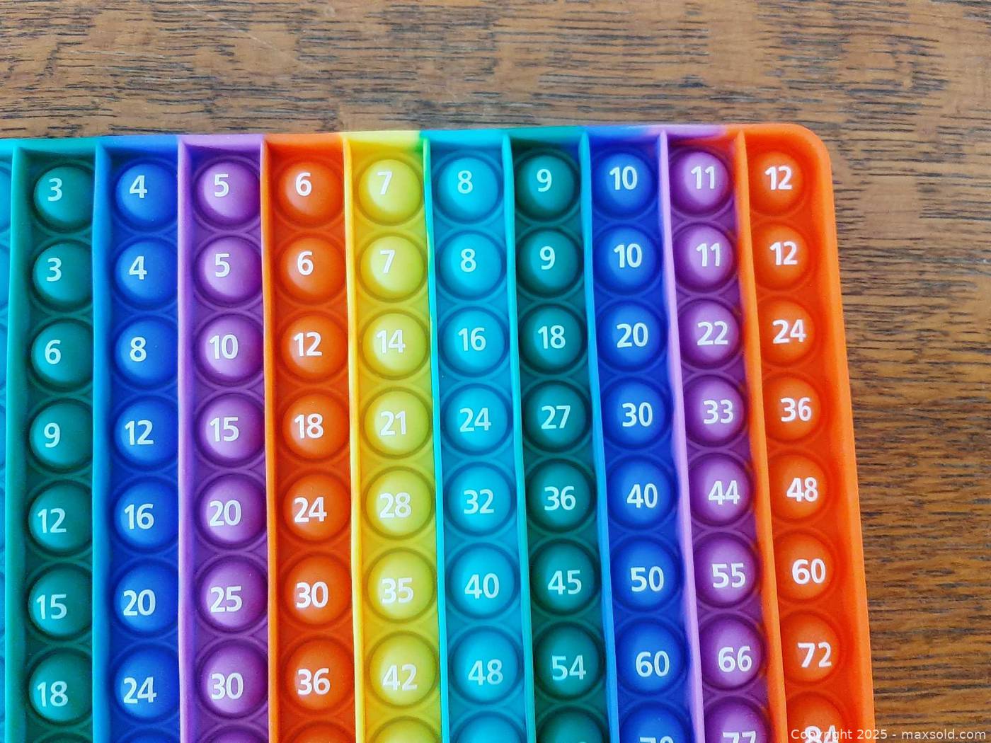 Rainbow silicone multiplication table pop-it fidget toy | Maxsold