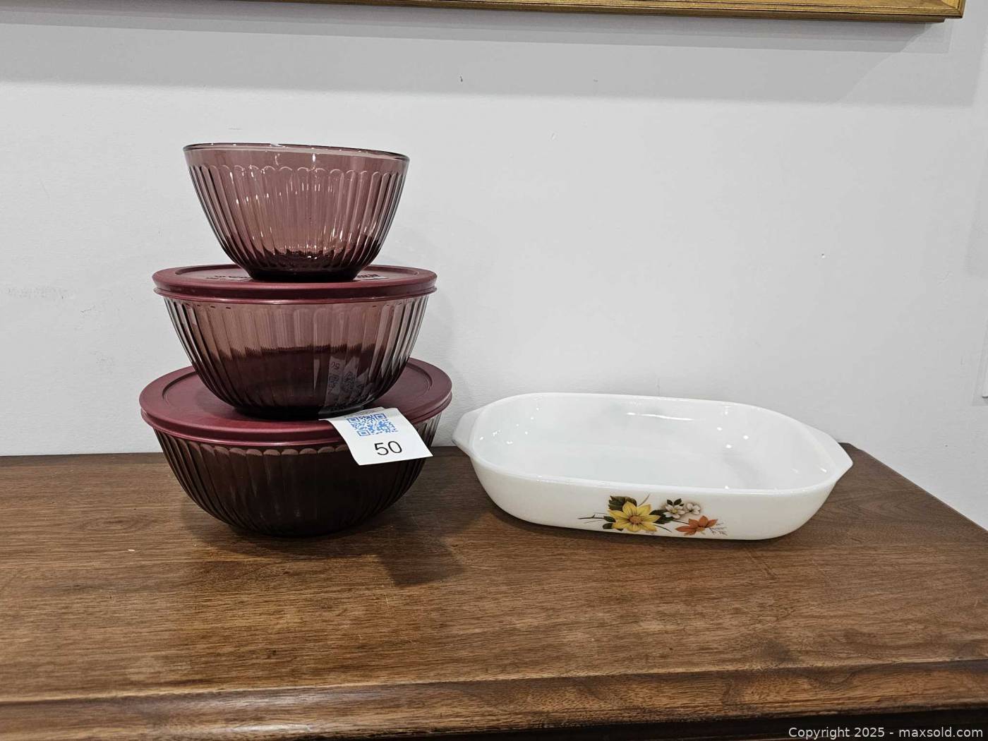 Pyrex Cranberry Mixing Bowls & English Casserole | Maxsold
