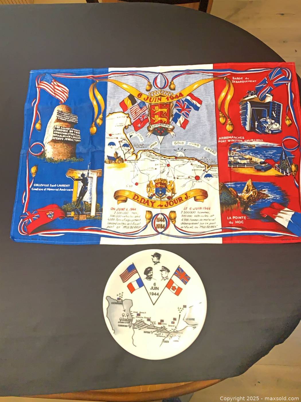 D-Day Normandy banner and Limoges plate | Maxsold