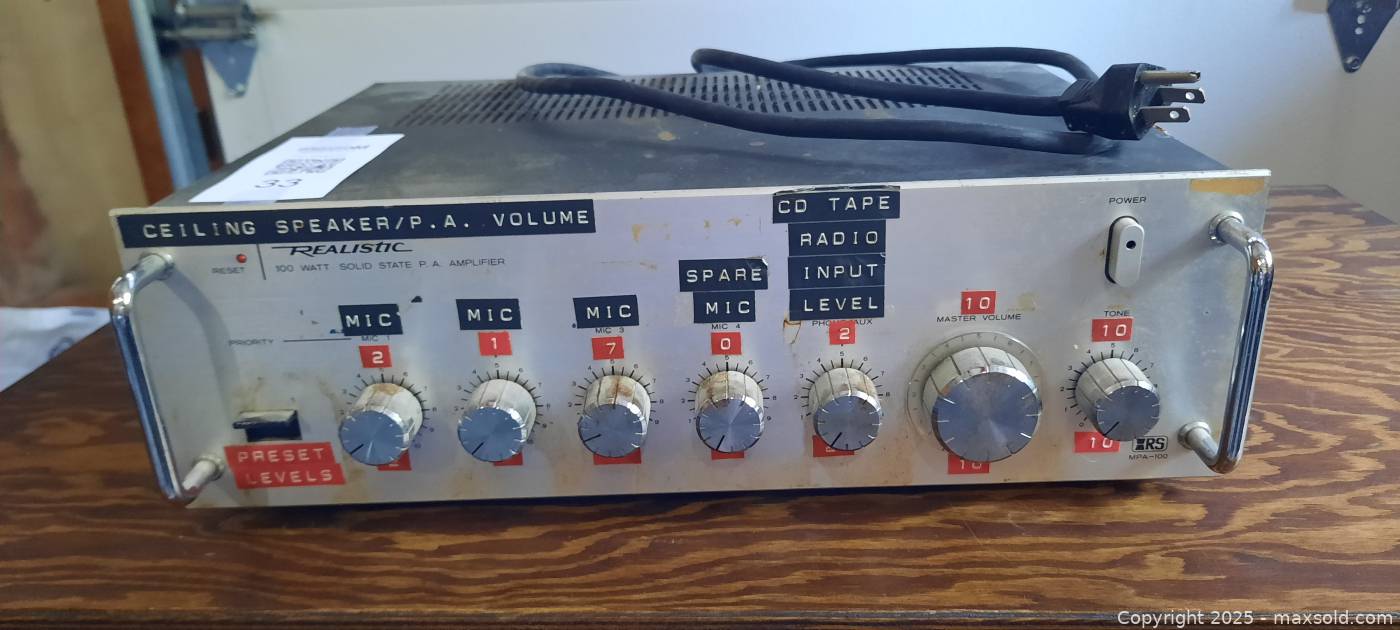 Realistic MPA-100 Solid State PA Amplifier | Maxsold