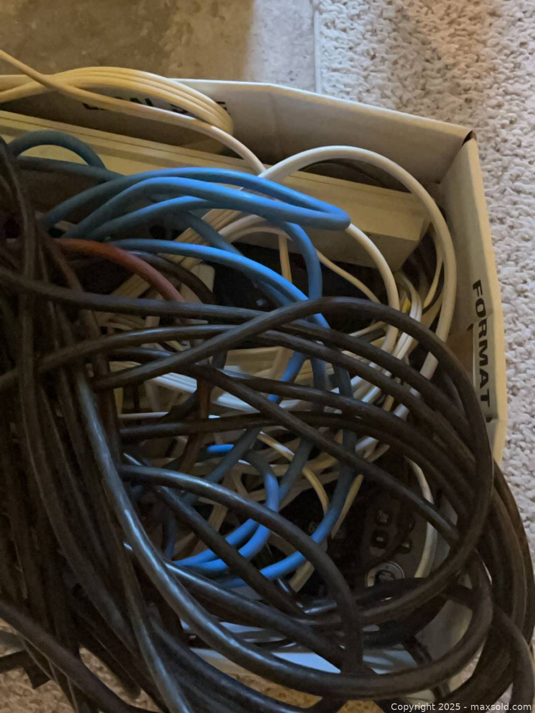 Box Of Extension Cords And Power Strips | Maxsold